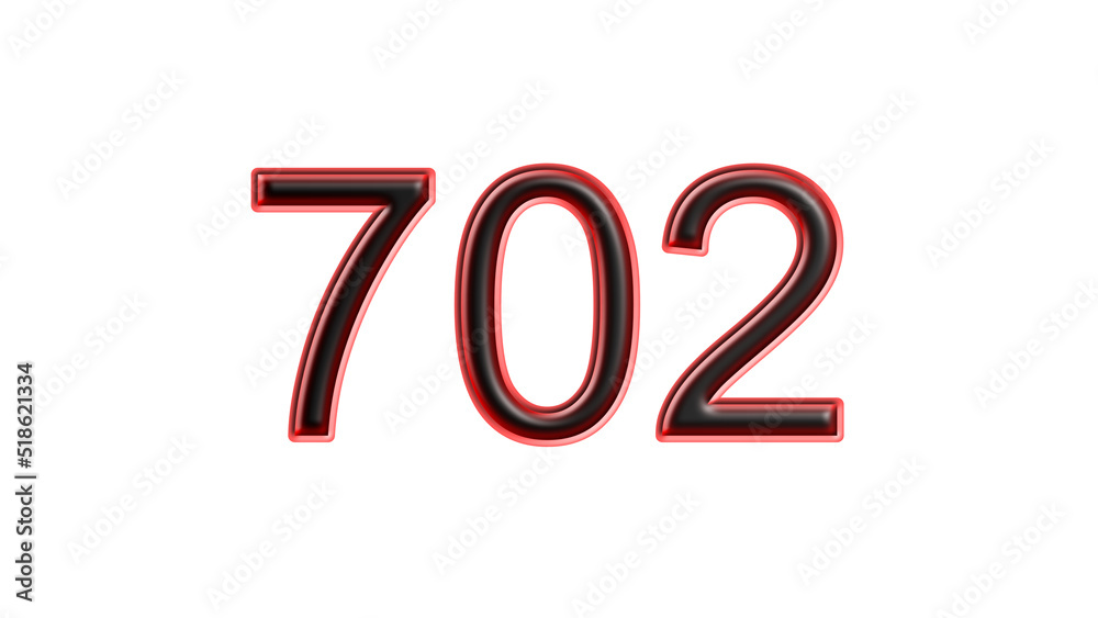 red 702 number 3d effect white background Stock Illustration | Adobe Stock