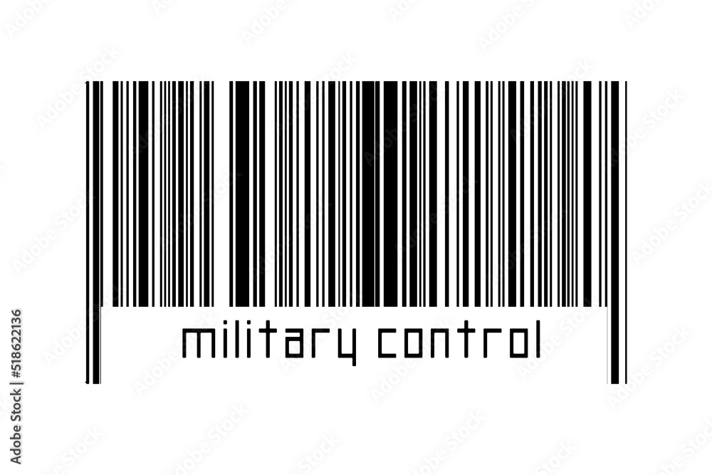 Barcode on white background with inscription military control below ...