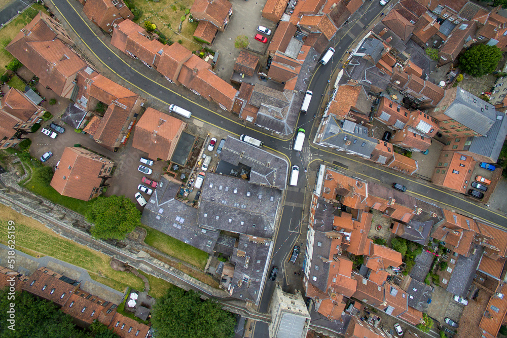 aerial view of Monk Bar is the North-East entrance to York's walls ...