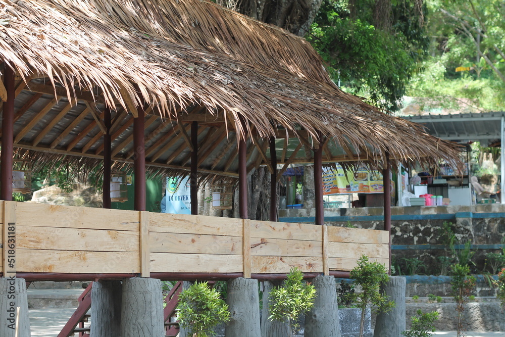 a stilt house for shelter, a traditional Sundanese traditional house on ...