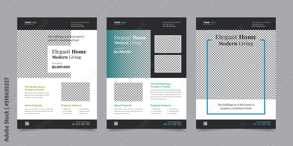 Real Estate Flyer Design Vector Layout Background, Brochure Cover ...