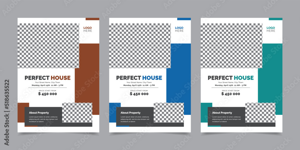 Real Estate Flyer Design Vector Layout Background, Brochure Cover ...