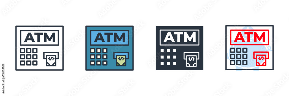 atm icon logo vector illustration. Insert Card Icon, Credit, Debit ...