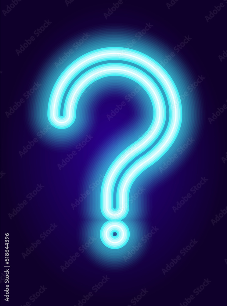 The neon question mark is blue. Multicolored glow-in-the-dark neon ...