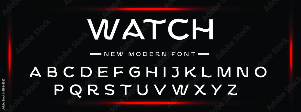 WATCH Tech Modern Alphabet Letter Font. Typography luxury style fonts ...