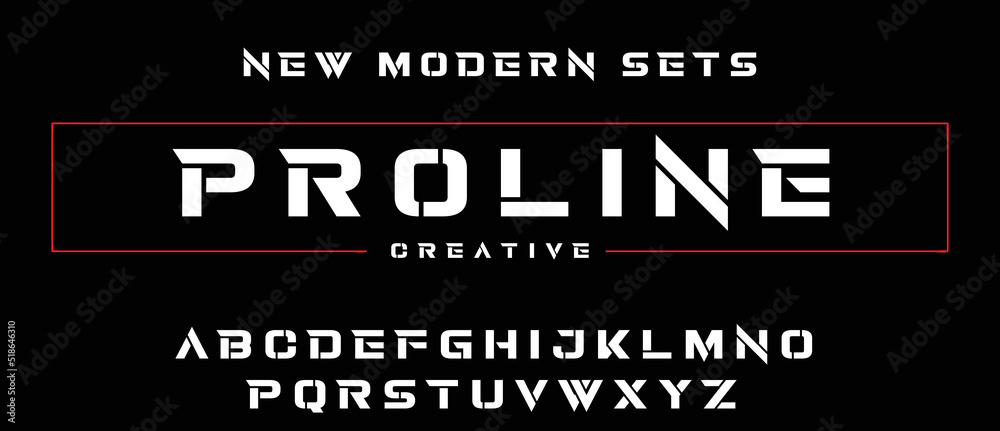 PRO LINE, Tech Modern Alphabet Letter Font. Typography luxury style ...