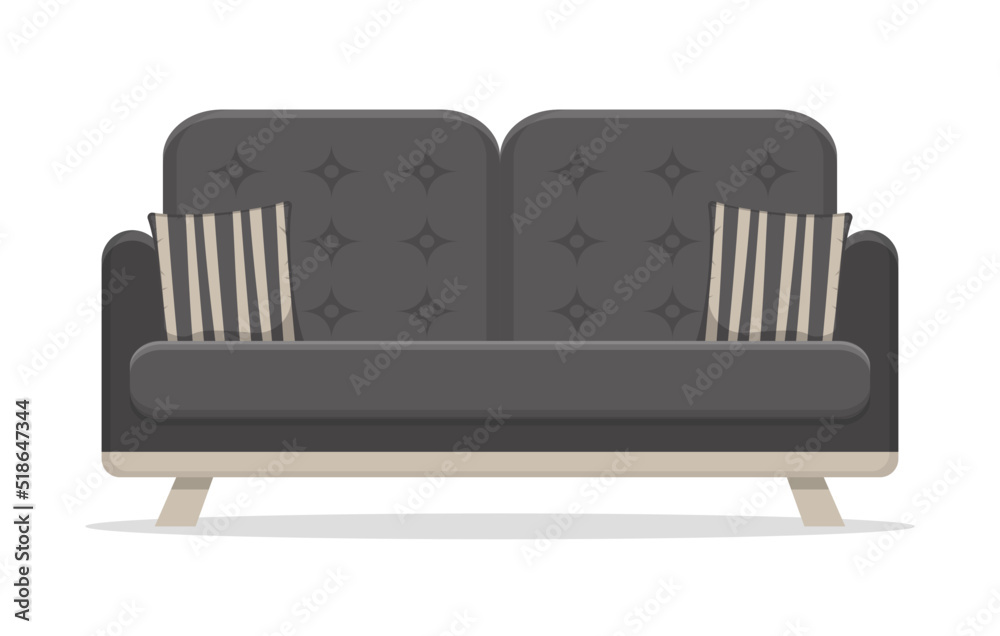Sofa and couch colorful cartoon illustration vector. Comfortable lounge ...