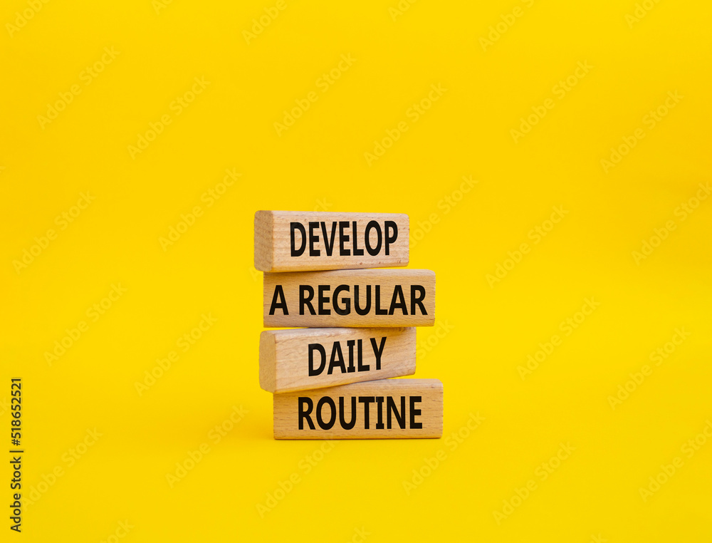Develop a regular daily routine symbol. Concept words Develop a regular ...