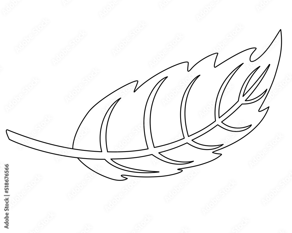Leaf, plant part, vegetative element - vector linear picture for coloring. Outline. Leaf ...
