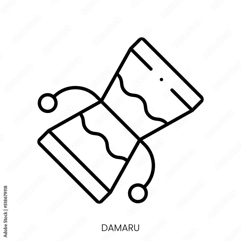 damaru icon. Linear style sign isolated on white background. Vector ...