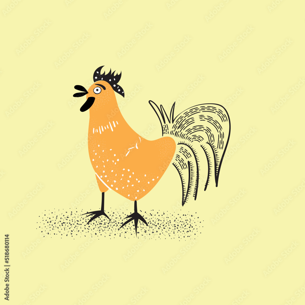 Hahn Comic modern gezeichnet Huhn Henne Tier Bauernhof Stock Vector ...