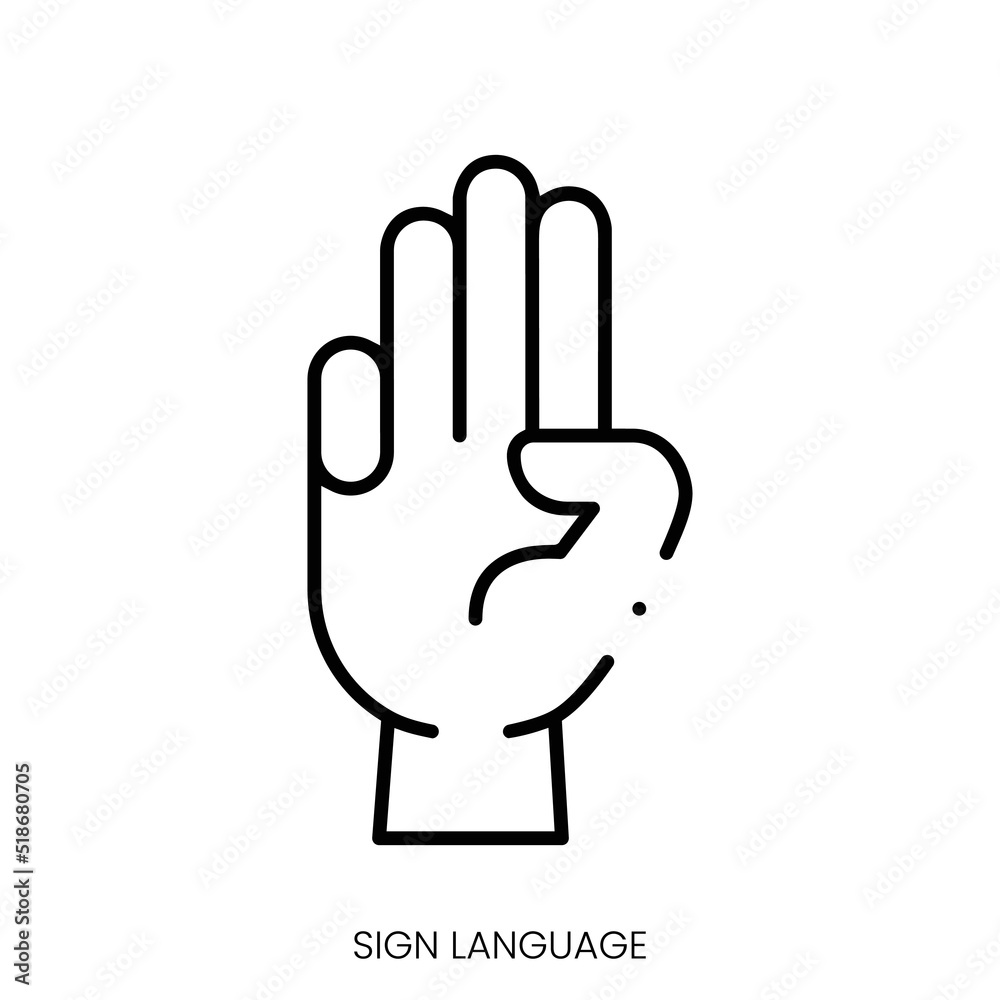 sign language icon. Linear style sign isolated on white background ...