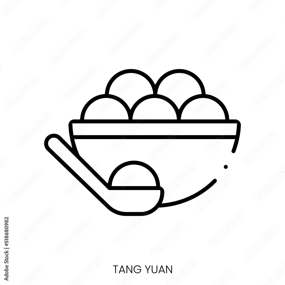 tang yuan icon. Linear style sign isolated on white background. Vector ...