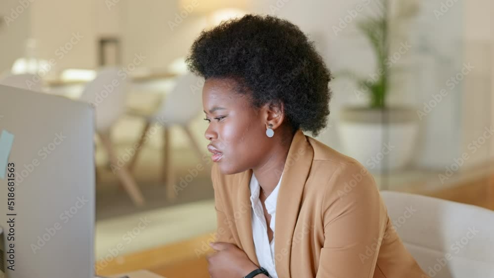 Frustrated and confused business woman reading a negative email in a ...