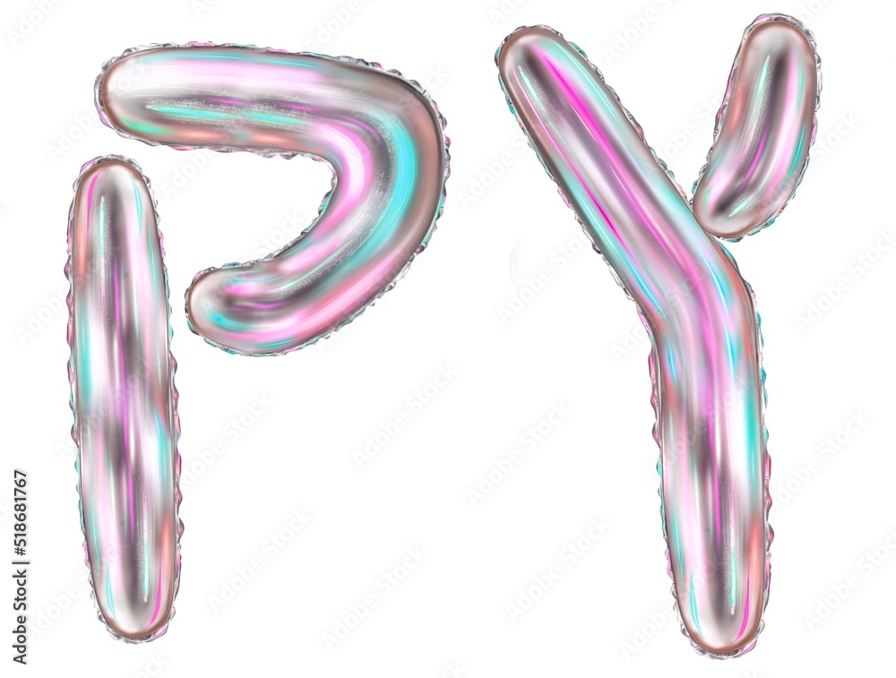 Silver foil inflatable toys font Hebrew letters balloons. 3d ...