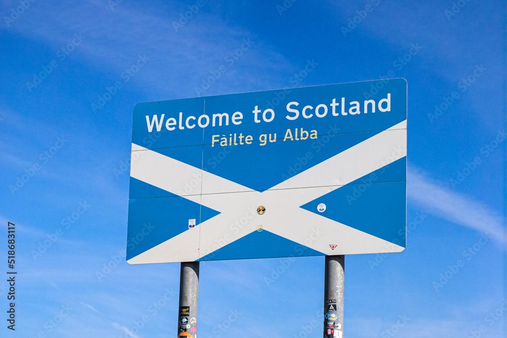Welcome to Scotland border sign on A1 Stock Photo | Adobe Stock