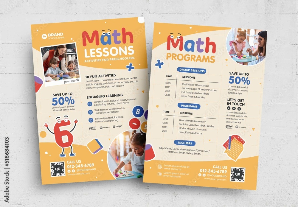 Math Education Flyer Poster Layout Stock Template | Adobe Stock