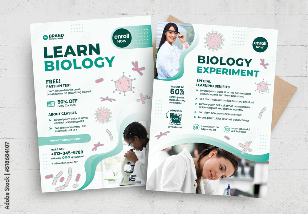 Biology Science Medicine Education Flyer Poster Stock Template | Adobe ...