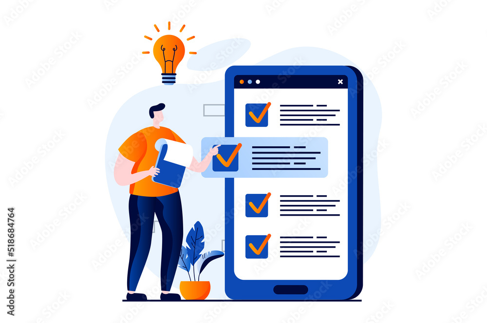 Strategic planning concept with people scene in flat cartoon design ...