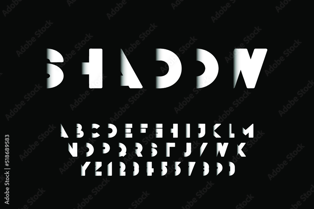 Modern designer shadow alphabet. Trendy english font. White latin ...