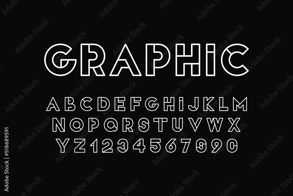 Graphic minimal modern alphabet. Trendy english contour font. Simple ...