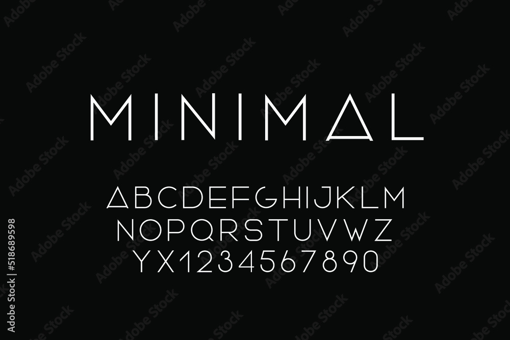 Minimal modern alphabet. Trendy english graphic font. Thin minimalistic ...
