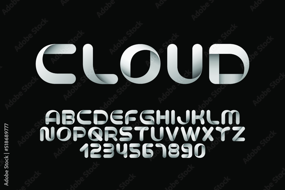 Modern stylized volumetric font - vector minimalistic design. Trendy ...