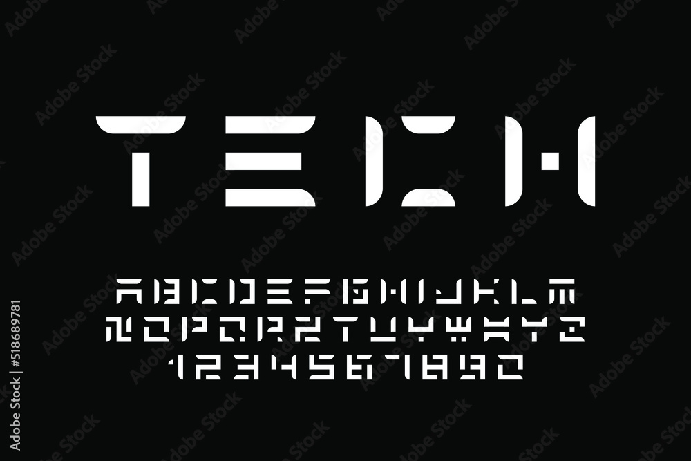 Techno designer line alphabet. Trendy english font. Bold latin letters ...