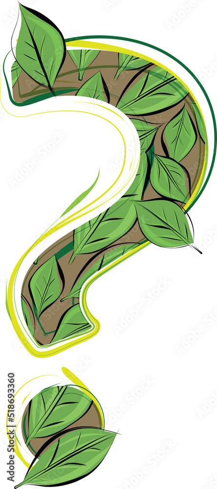 Green leaf question mark symbol sketch drawing Stock Vector | Adobe Stock
