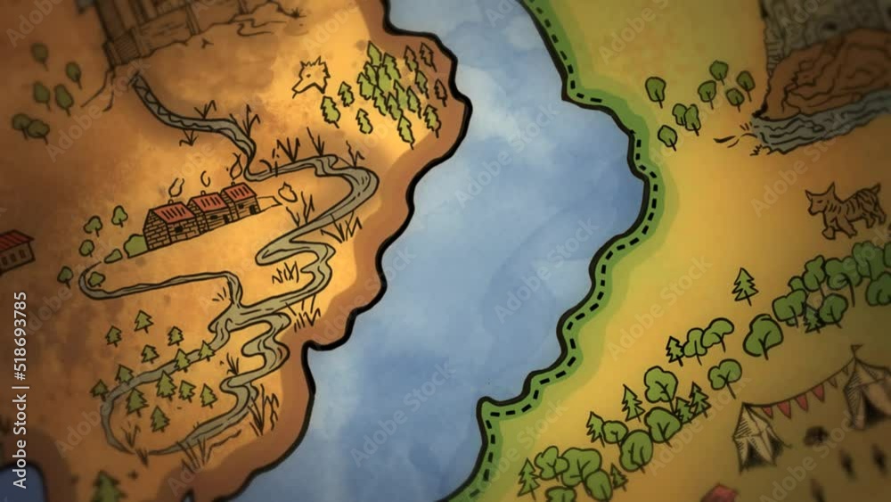 drawing of old treasure map with islands for nautical medieval epic ...