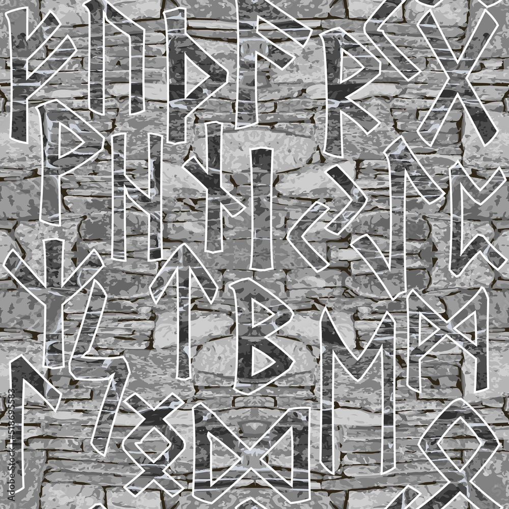 Runes. Magical runic letters seamless pattern. Magic signs and symbols ...
