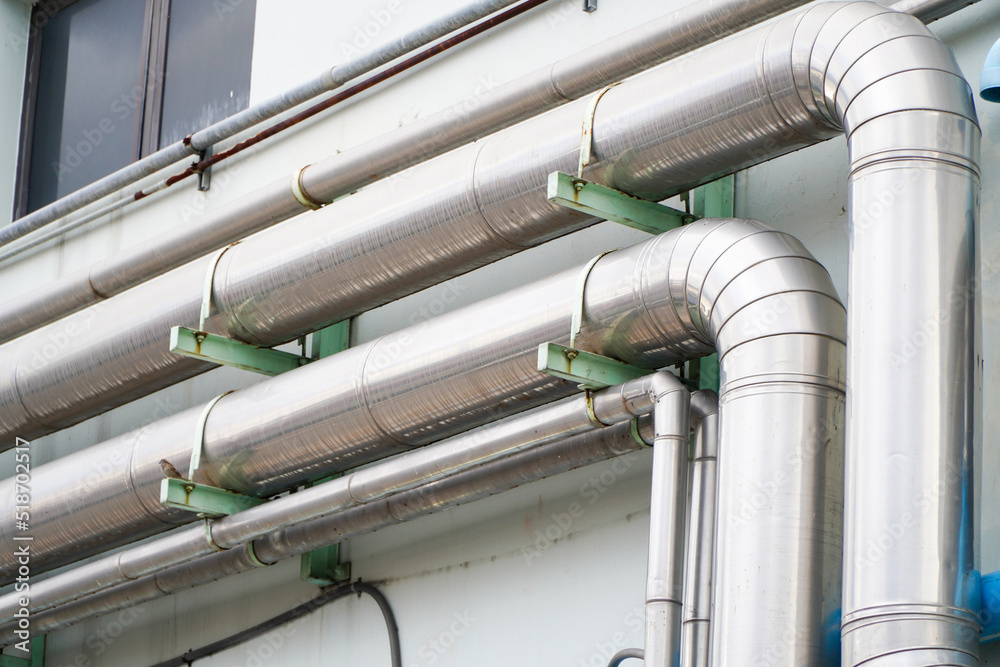 Air vent ducts of air conditioning and ventilation system on the wall ...