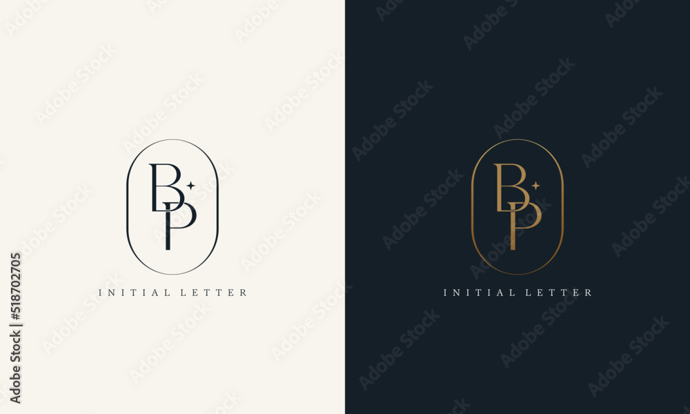 Vetor de premium BP logo monogram with gold circle frame. luxury ...