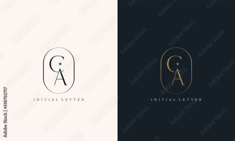 premium CA logo monogram with gold circle frame. luxury initials design ...