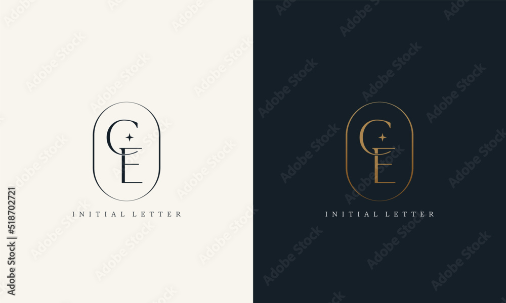 Vetor de premium CE logo monogram with gold circle frame. luxury ...