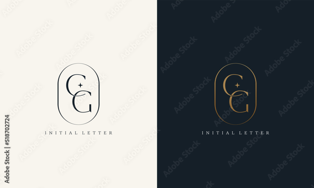 premium CG logo monogram with gold circle frame. luxury initials design minimal modern typeface ...