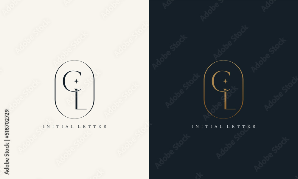premium CL logo monogram with gold circle frame. luxury initials design ...