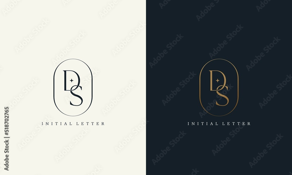 premium DS logo monogram with gold circle frame. luxury initials design ...