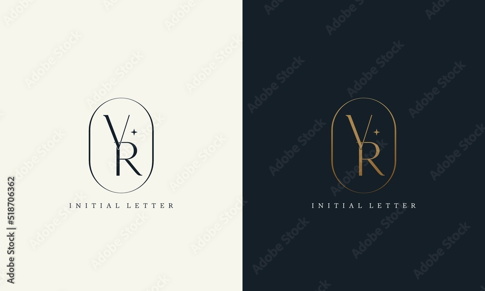 premium VR logo monogram with gold circle frame. luxury initials design ...
