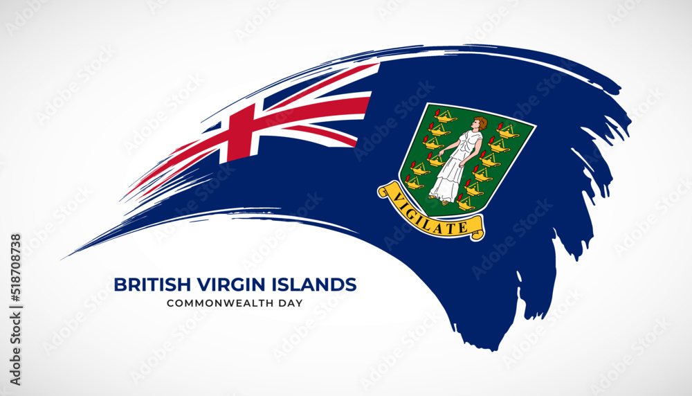 Hand drawing brush stroke flag of British Virgin Islands with painting ...
