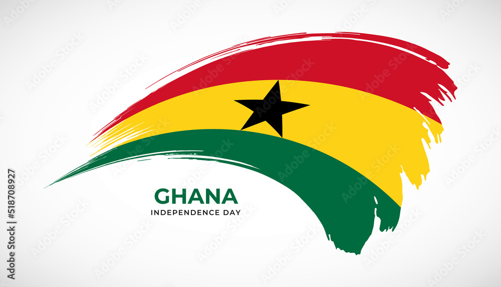 Vetor de Hand drawing brush stroke flag of Ghana with painting effect ...