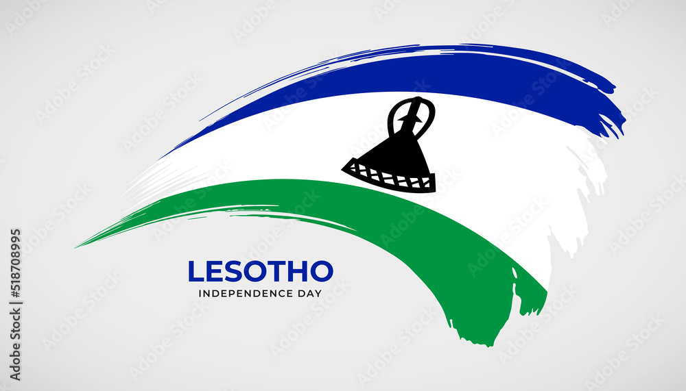 Hand drawing brush stroke flag of Lesotho with painting effect vector ...