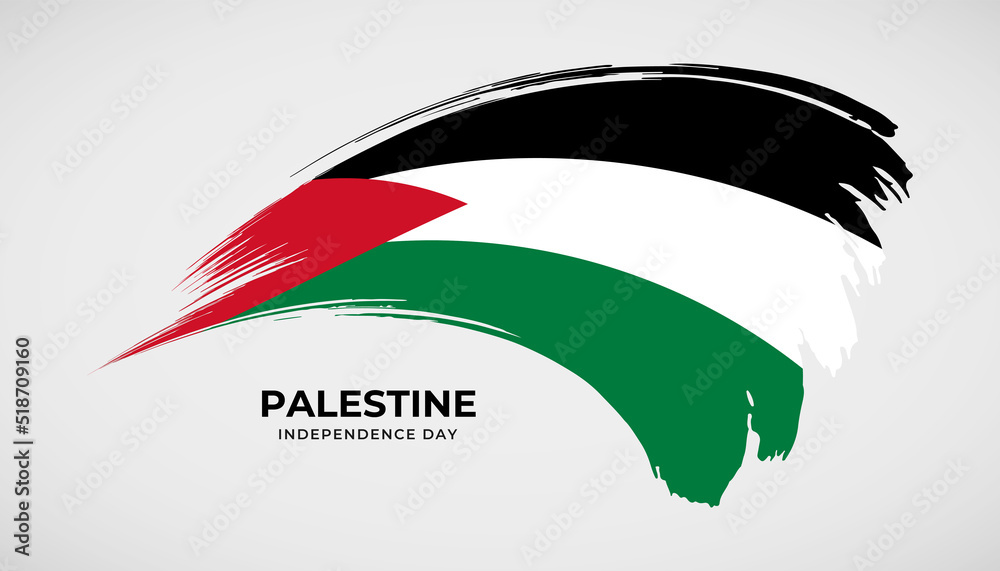 Hand drawing brush stroke flag of Palestine with painting effect vector ...