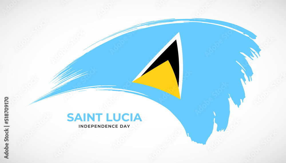 Hand drawing brush stroke flag of Saint Lucia with painting effect ...