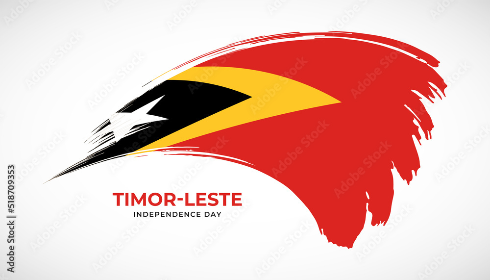 Hand drawing brush stroke flag of Timor Leste with painting effect ...