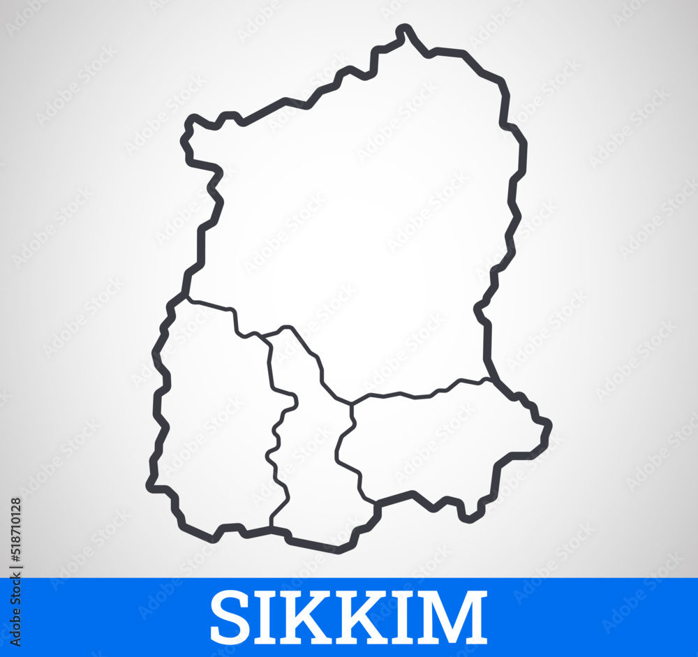 Vector Simple outline map of Sikkim, India. Graphic illustration. Stock ...