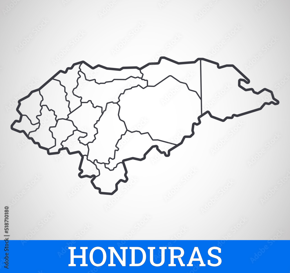 Simple outline map of Honduras. Vector graphic illustration. Stock ...