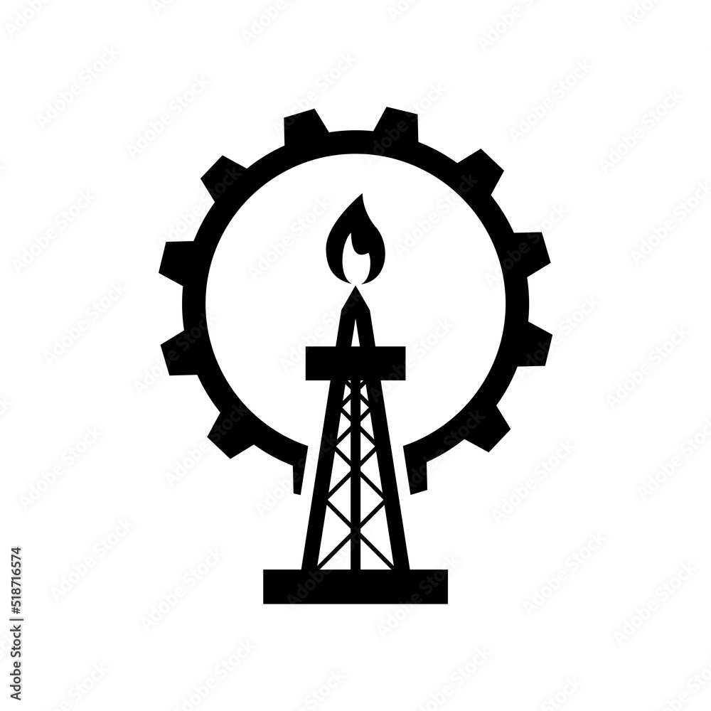 Oil rig mining production icon logo design isolated on white background ...