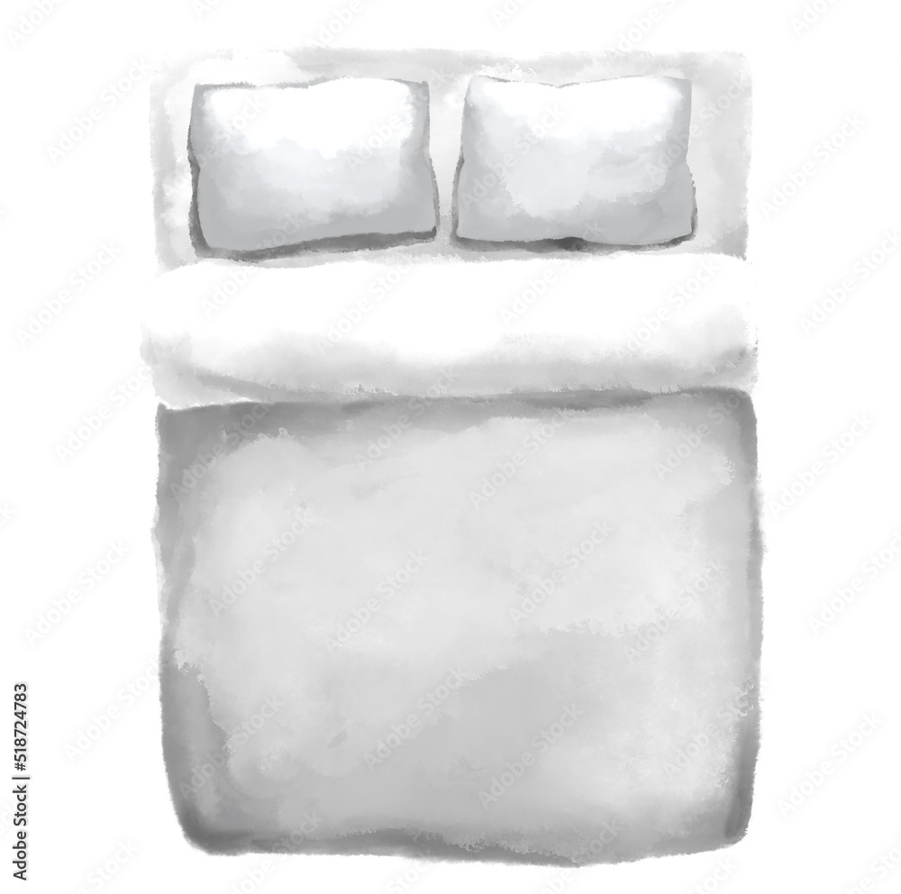 Bed top view plan drawing layout mock for interior architecture design ...