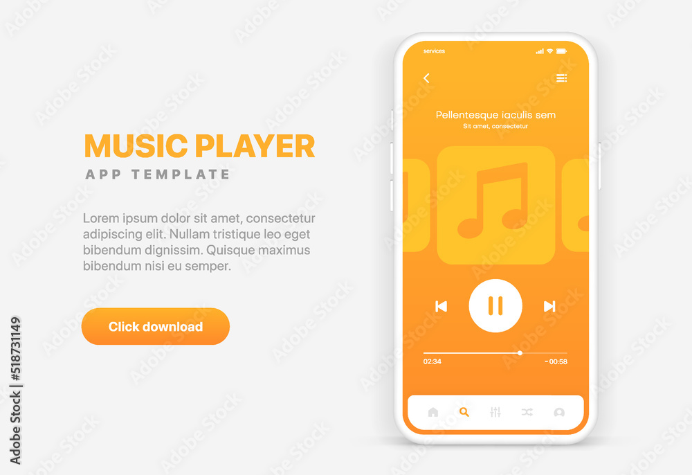 Web mobile application interface for music player application for ... Web mobile application interface for music player application for ...